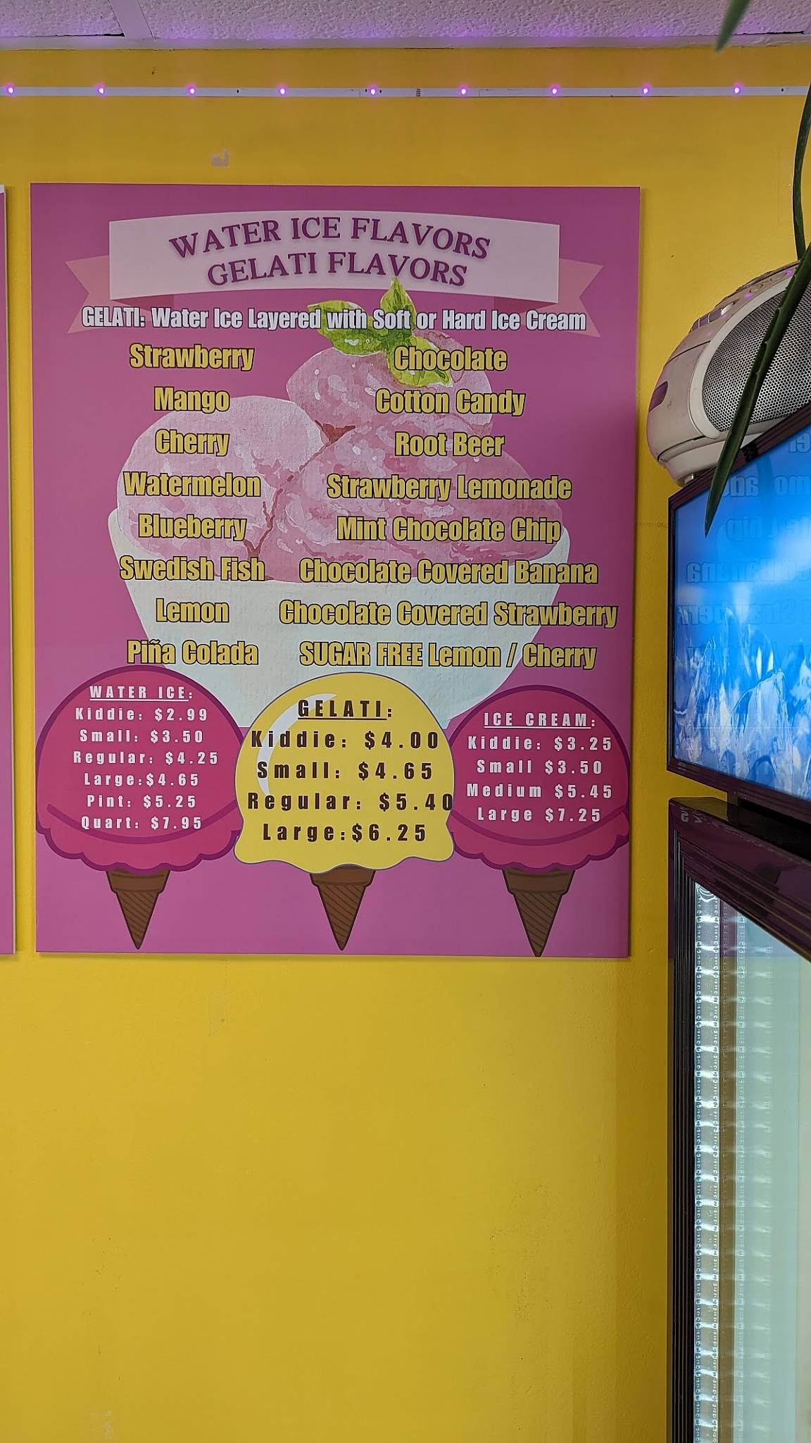 Menu at Cabana Water Ice Co, Collingswood, 552 Haddon Ave