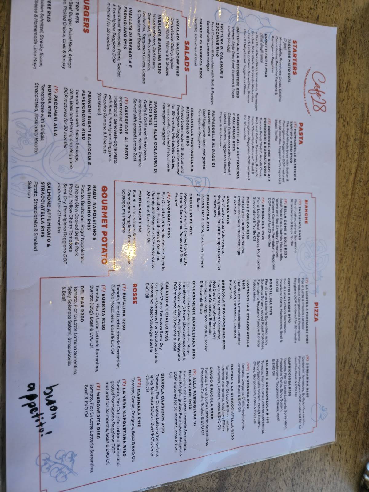 Menu at Cafe 28, Sandton, 54 Wierda Rd E
