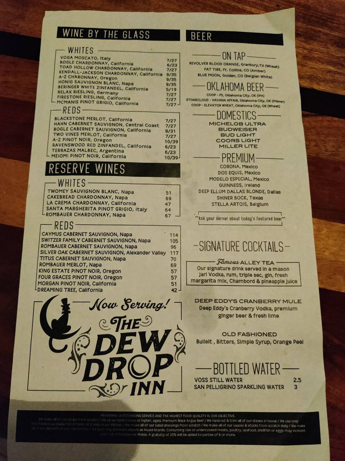 Menu at Cafe Alley, Ardmore, 126 A St NE