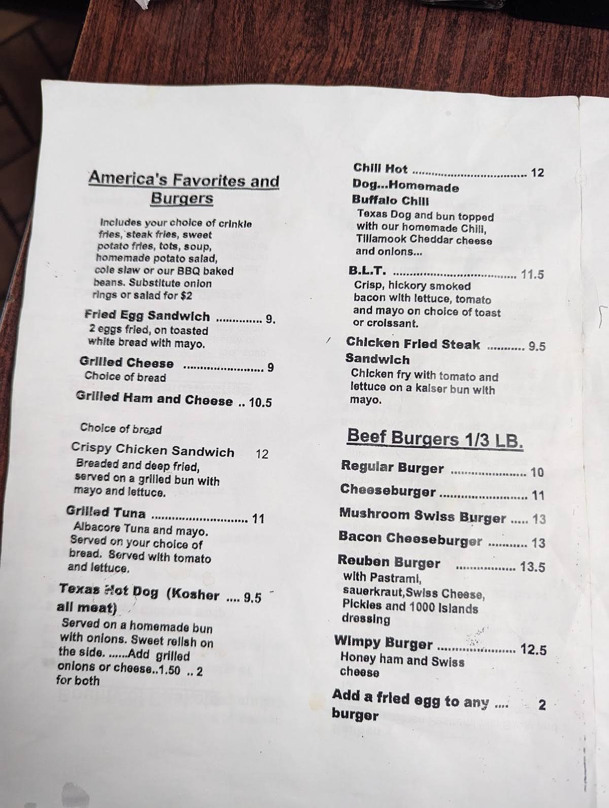 Menu at Blue Ribbon Café & Bakery, Emmett
