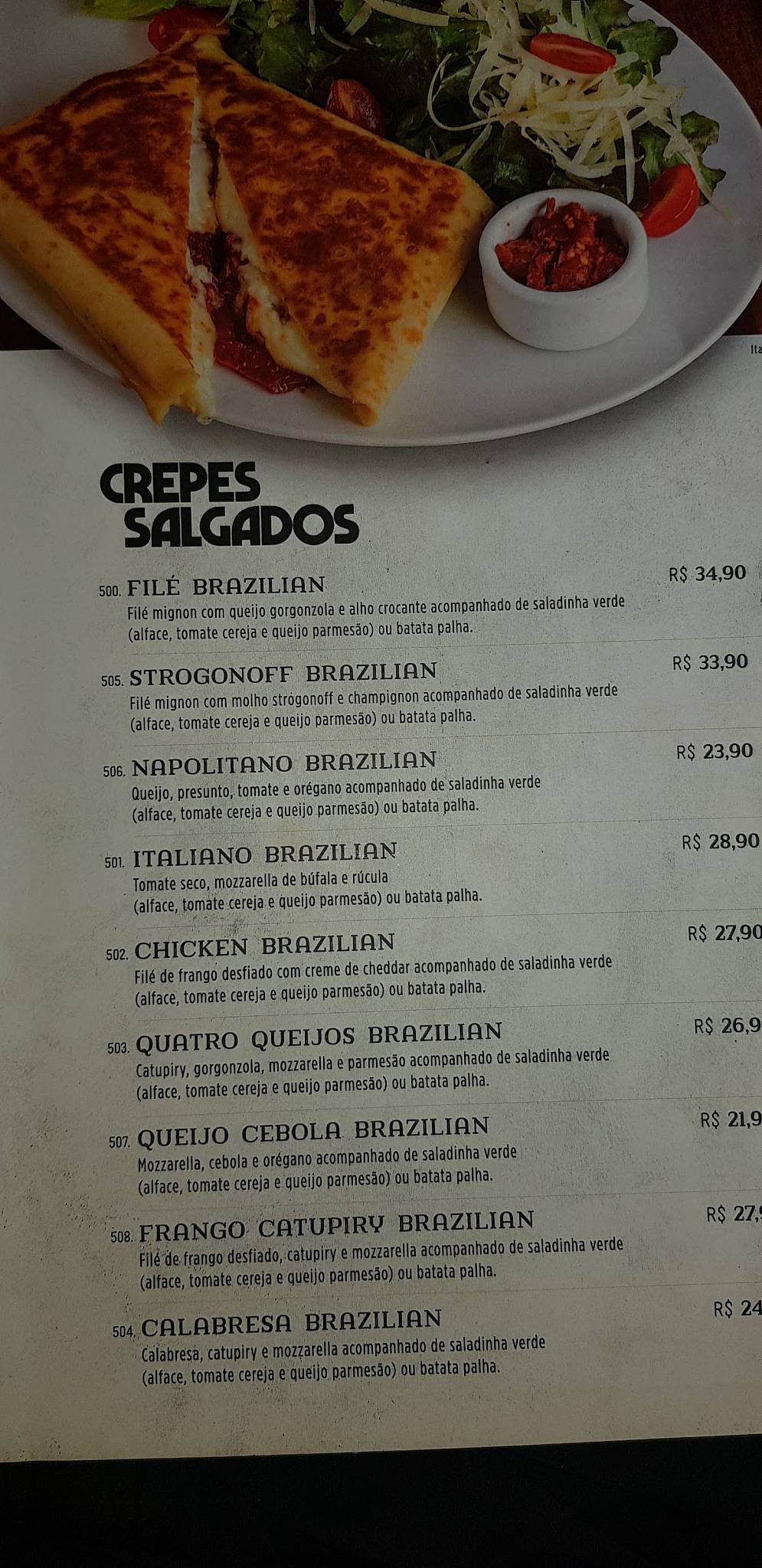 Menu em Brazilian Ice Cream - Asa Sul café, Brasília, bloco A - Q CLS 209