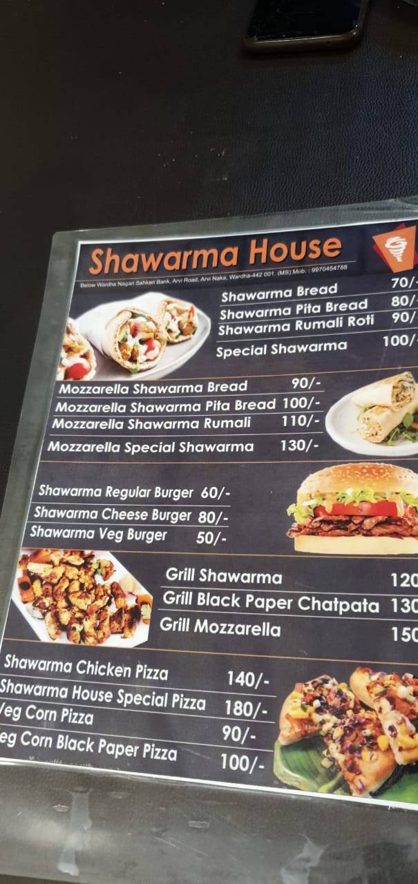 Menu at Cafe Shawarma House, Wardha