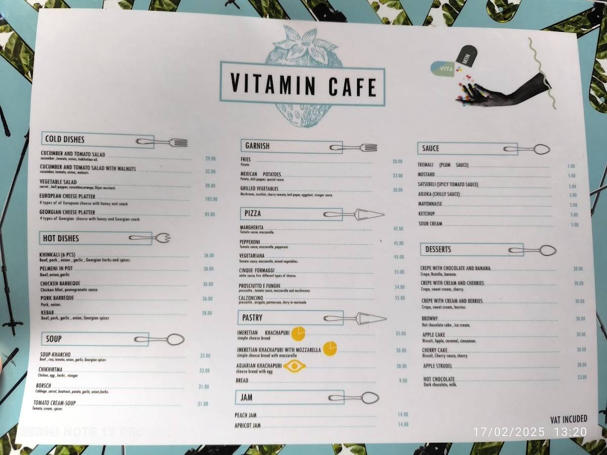 Menu at Cafe Vitamin Gudauri, Gudauri