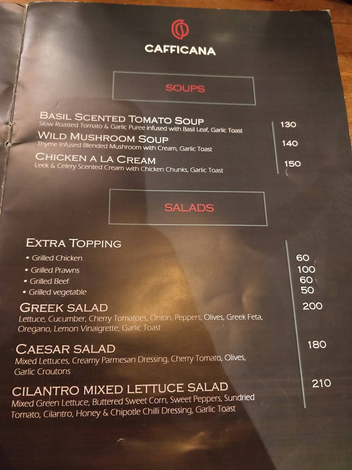 Menu at Cafficana Kozhikode, Kozhikode