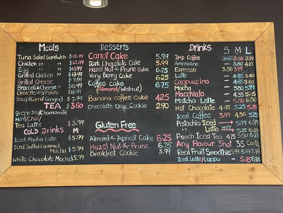 Menu at Chestnut’s Cafe, Oakville