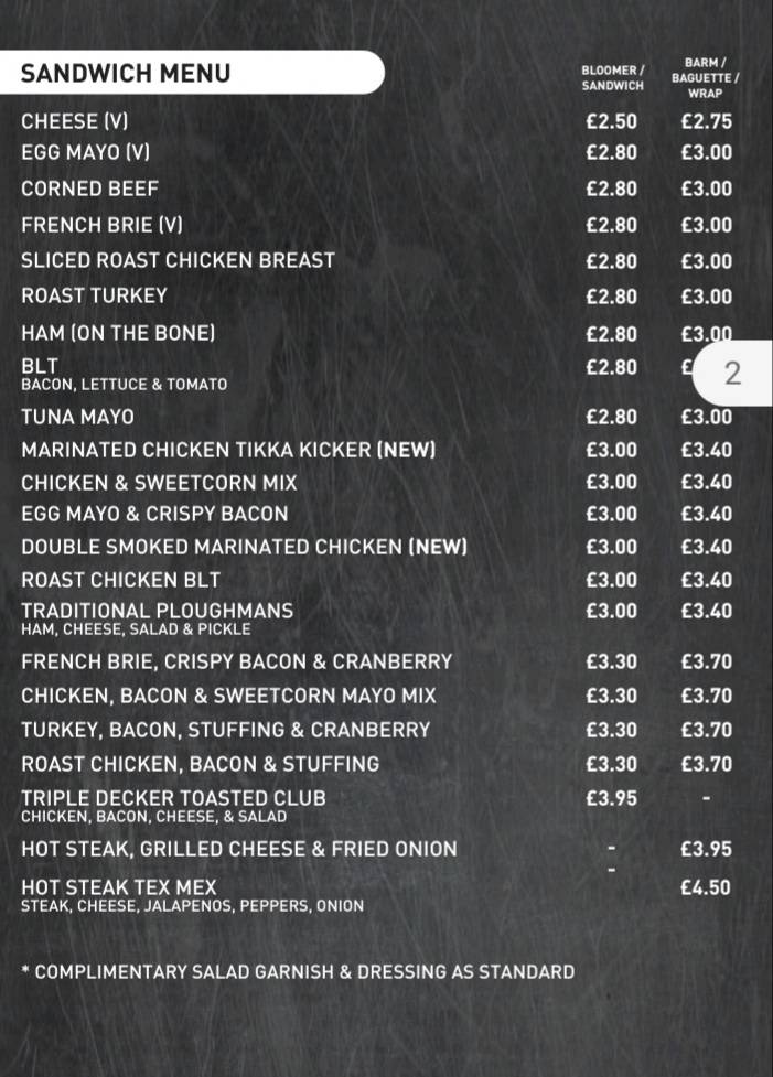 Menu at Cinnamon Coffee & Deli Bar, Widnes