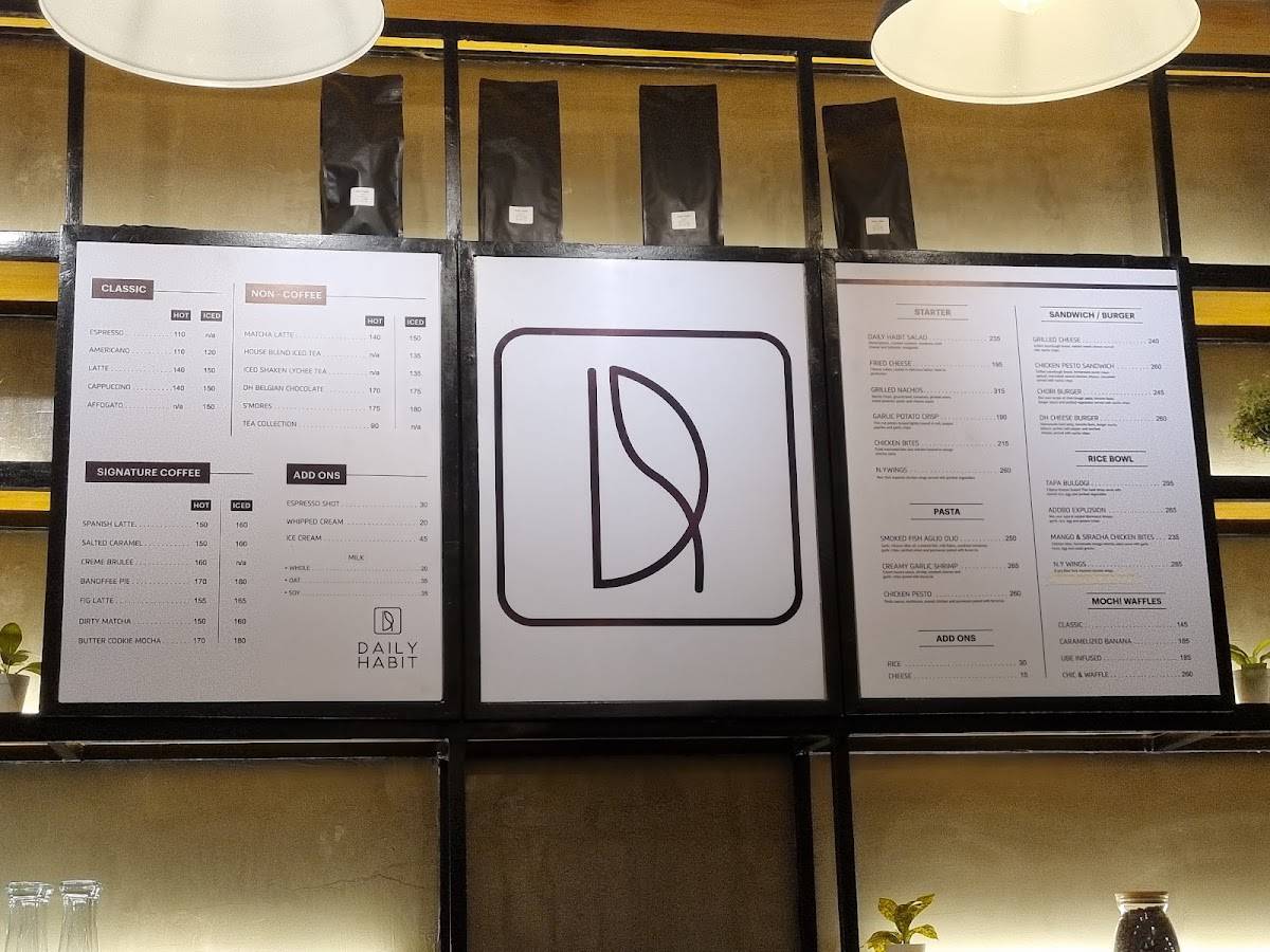 Carta de Daily Habit Cafe, Ciudad Quezon