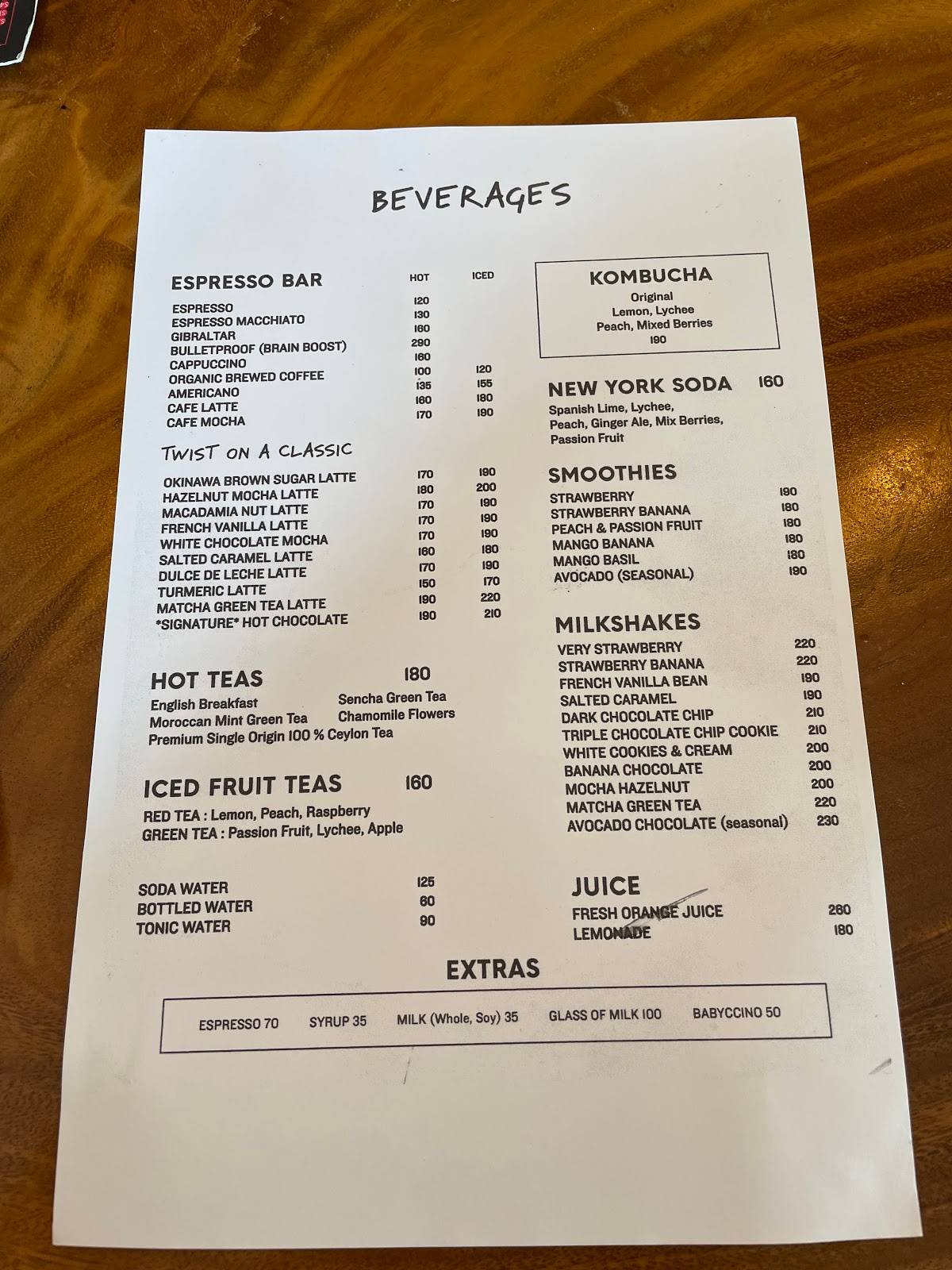 Menu at Dean and DeLuca Quezon City cafe, Quezon City