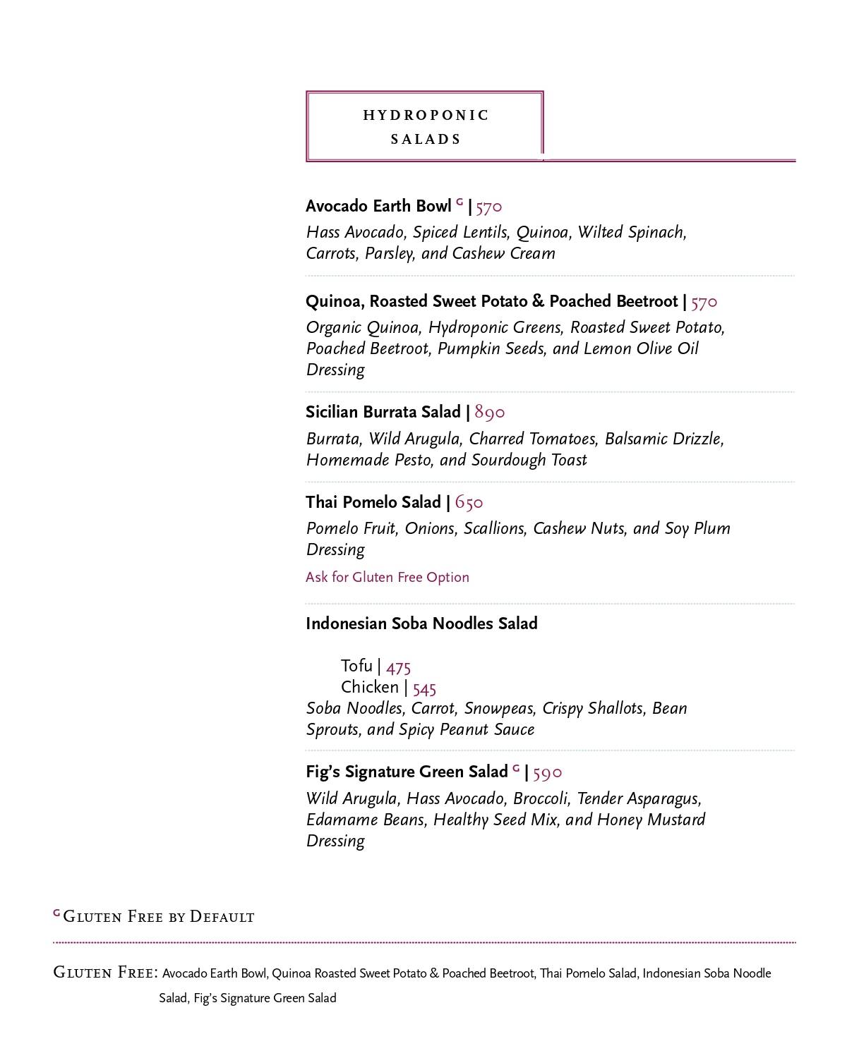 Menu at Fig at Malcha, New Delhi, 3/48, Malcha Marg, Market, Dharam Marg