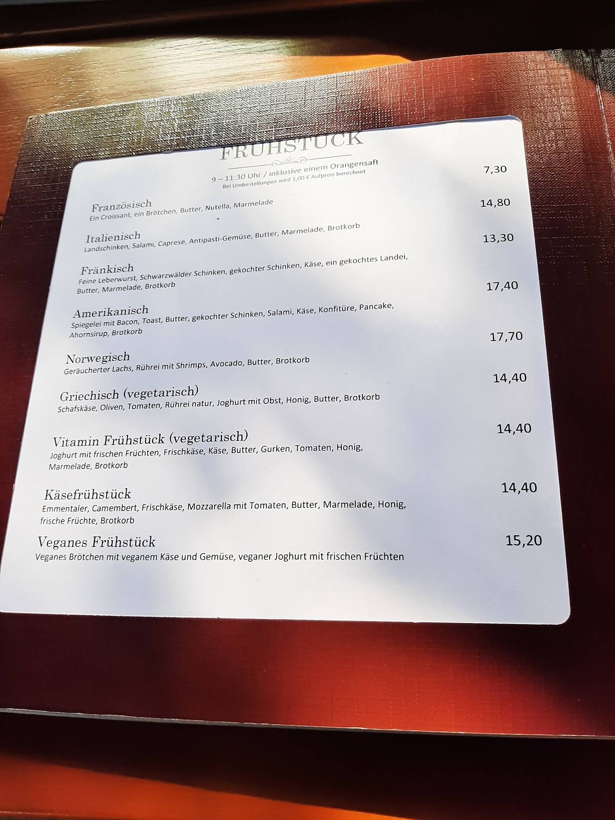 Speisekarte von Café Florian cafe, Bayreuth, Badstraße 13