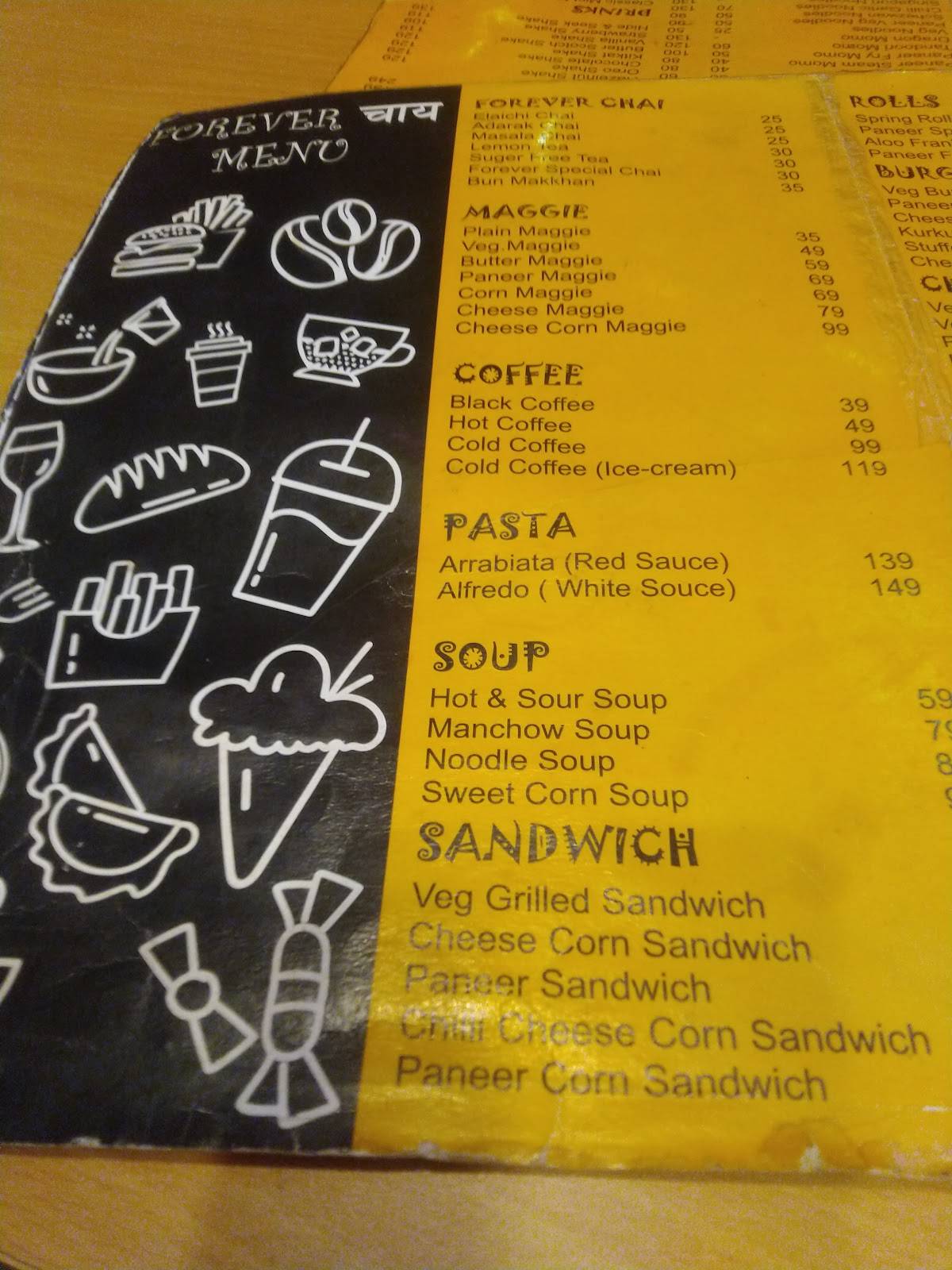 Menu at Forever Chai The Cafe, Lucknow
