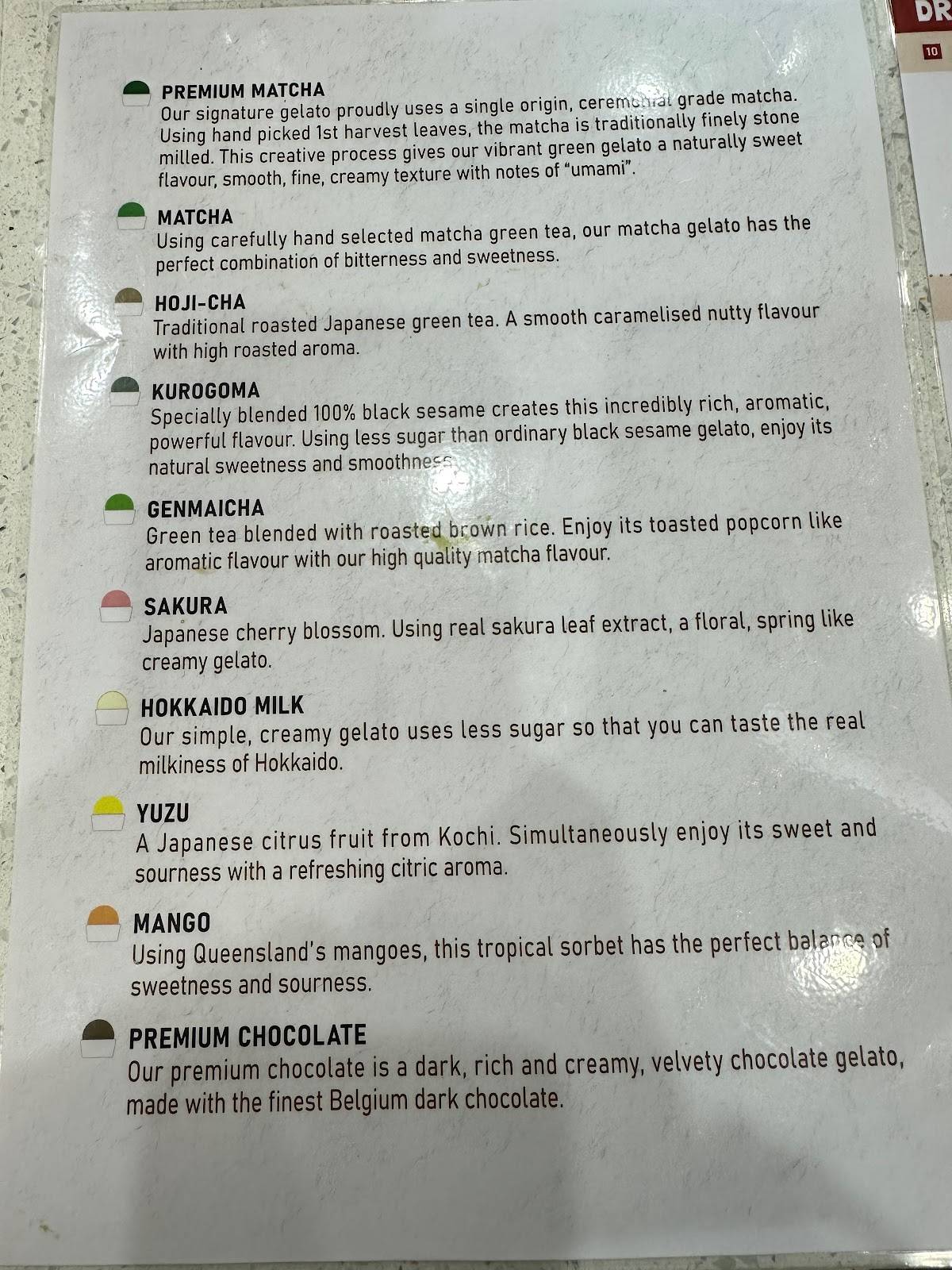 Menu at Gacha Cafe - George St, Sydney