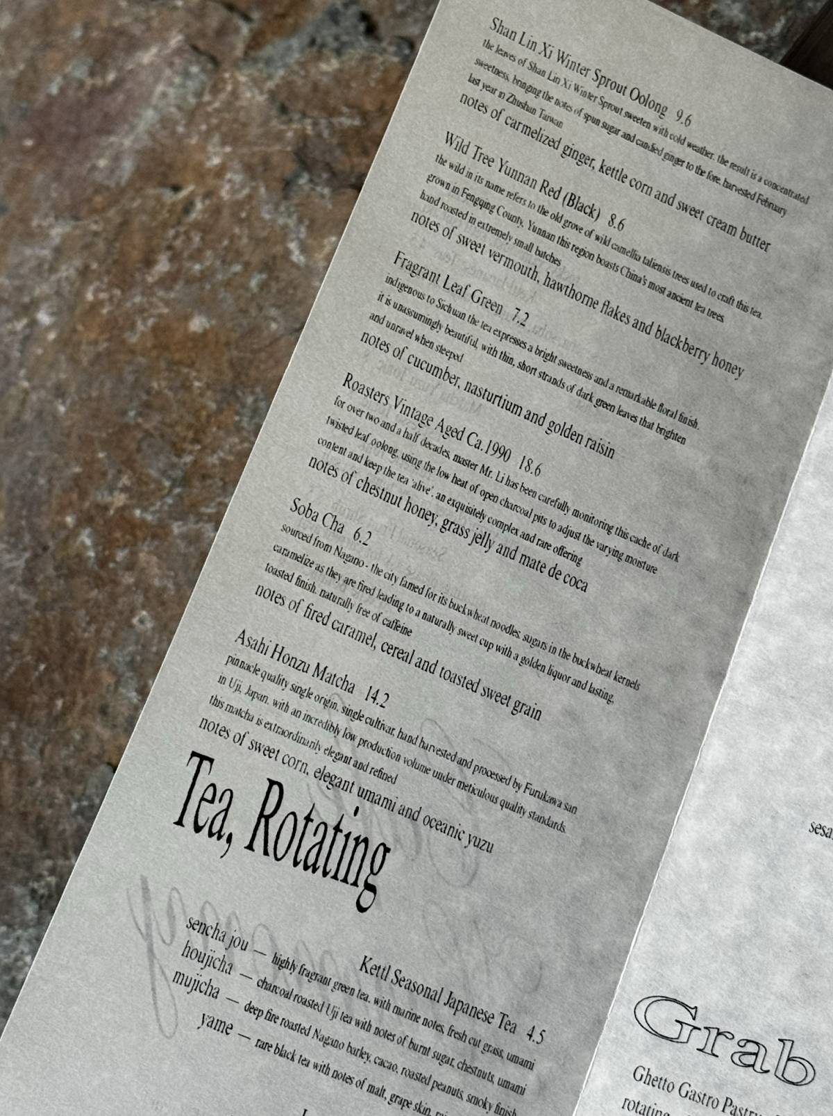 Menu at Cafe Harmony, Minneapolis