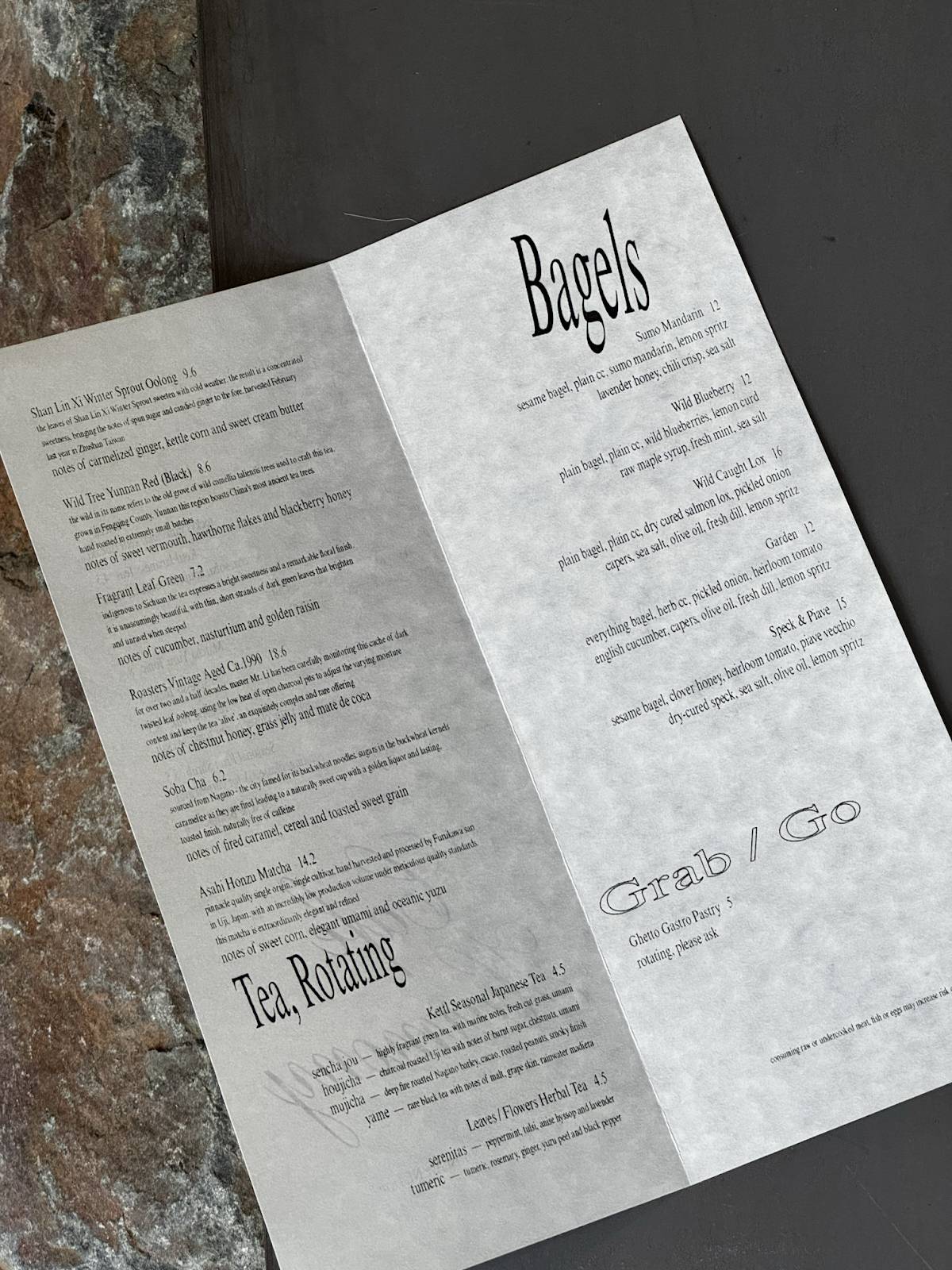 Menu at Cafe Harmony, Minneapolis
