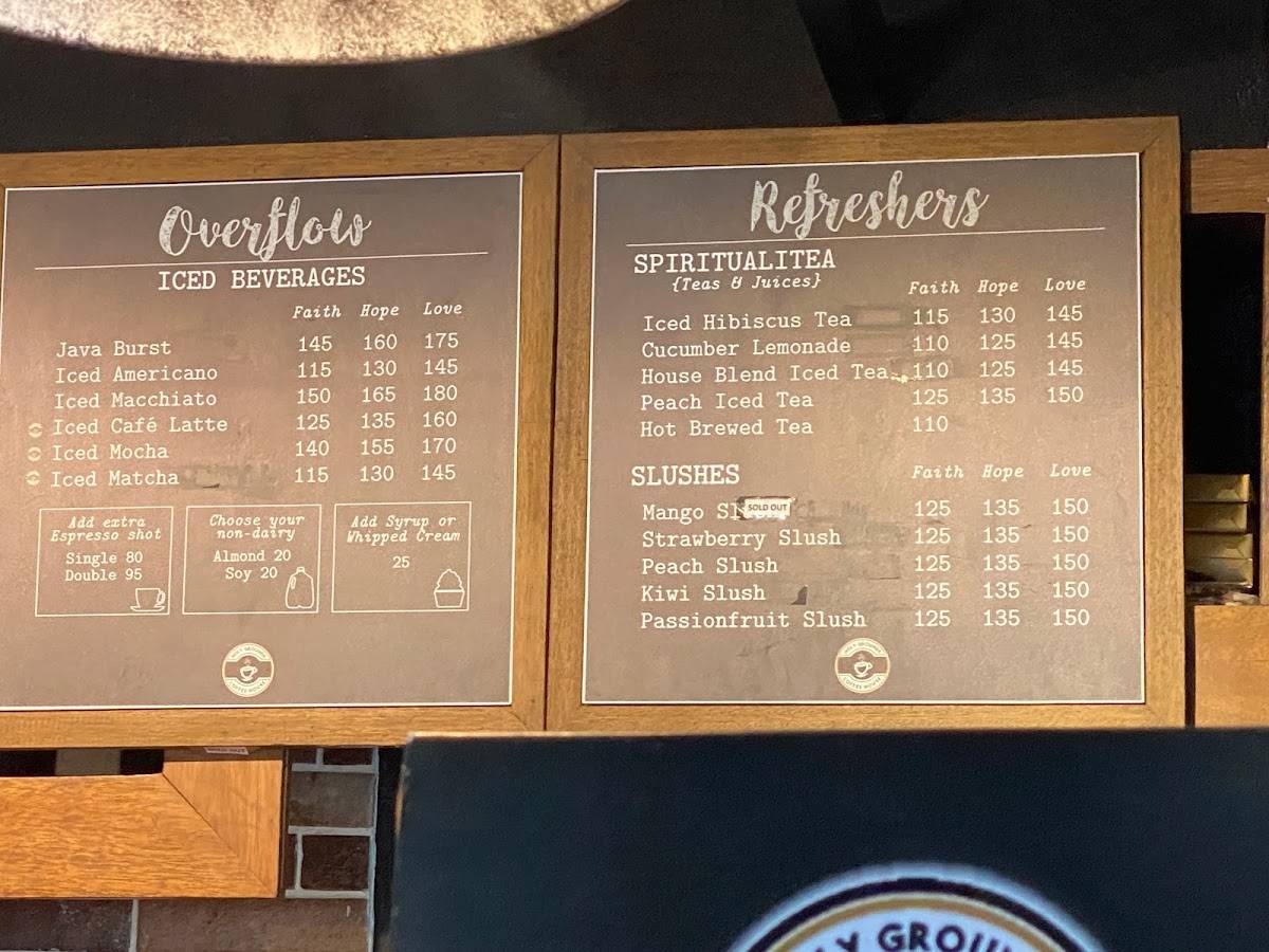 Menu at Holy Grounds Coffee House, Subic Bay Freeport Zone, Sampson Rd