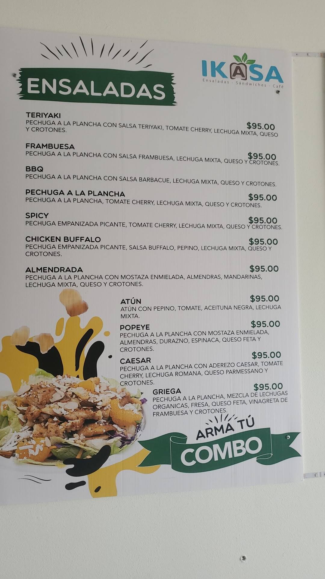 Menu at IKASA Café, Tijuana, Av. José López Portillo Pte. 1460