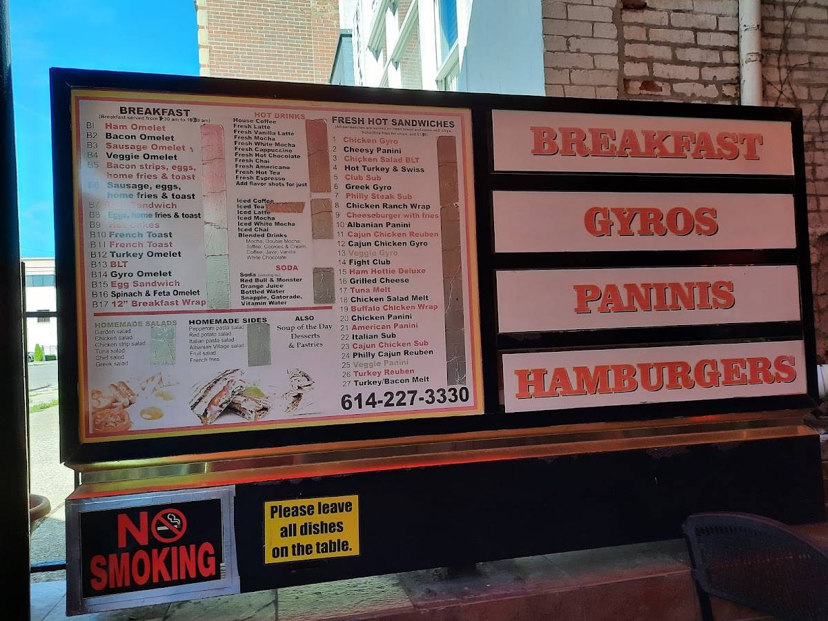 Menu at Cafe Illyria, Columbus