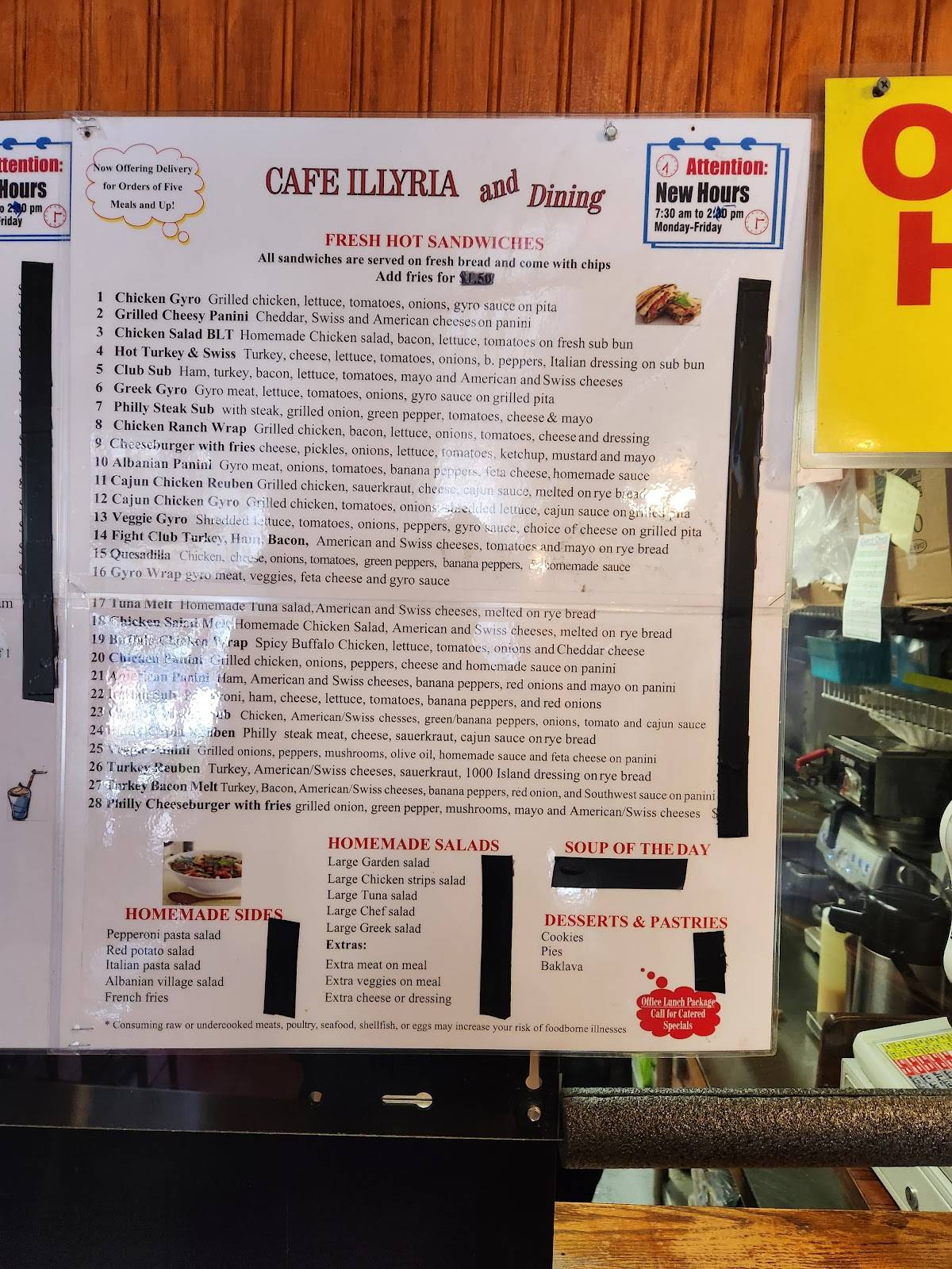 Carta de Cafe Illyria, Columbus