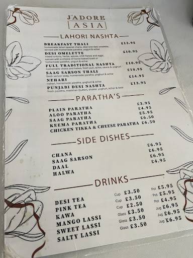 Menu at Cafe J'adore, Bradford