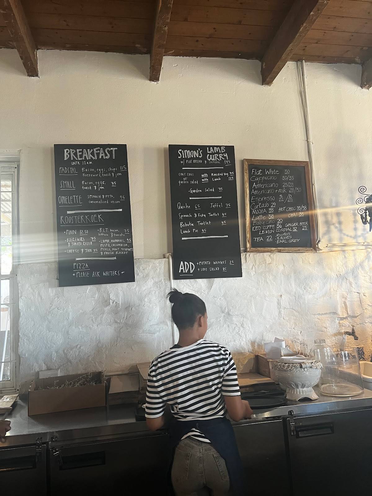 Menu at Karoo Padstal restaurant, South Africa, Farm Kantfontein