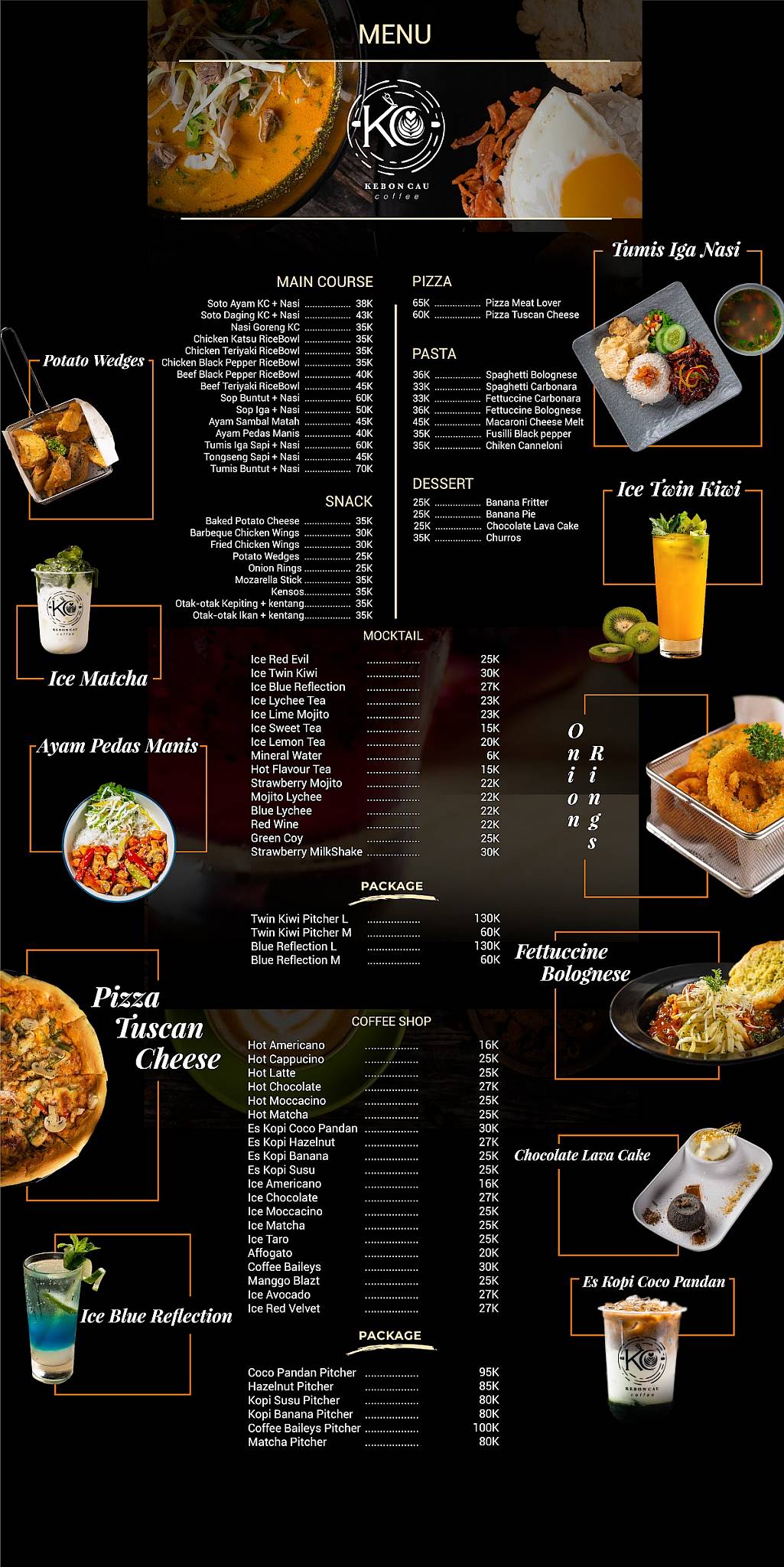 Menu at Cafe Kebon Cau, Serang