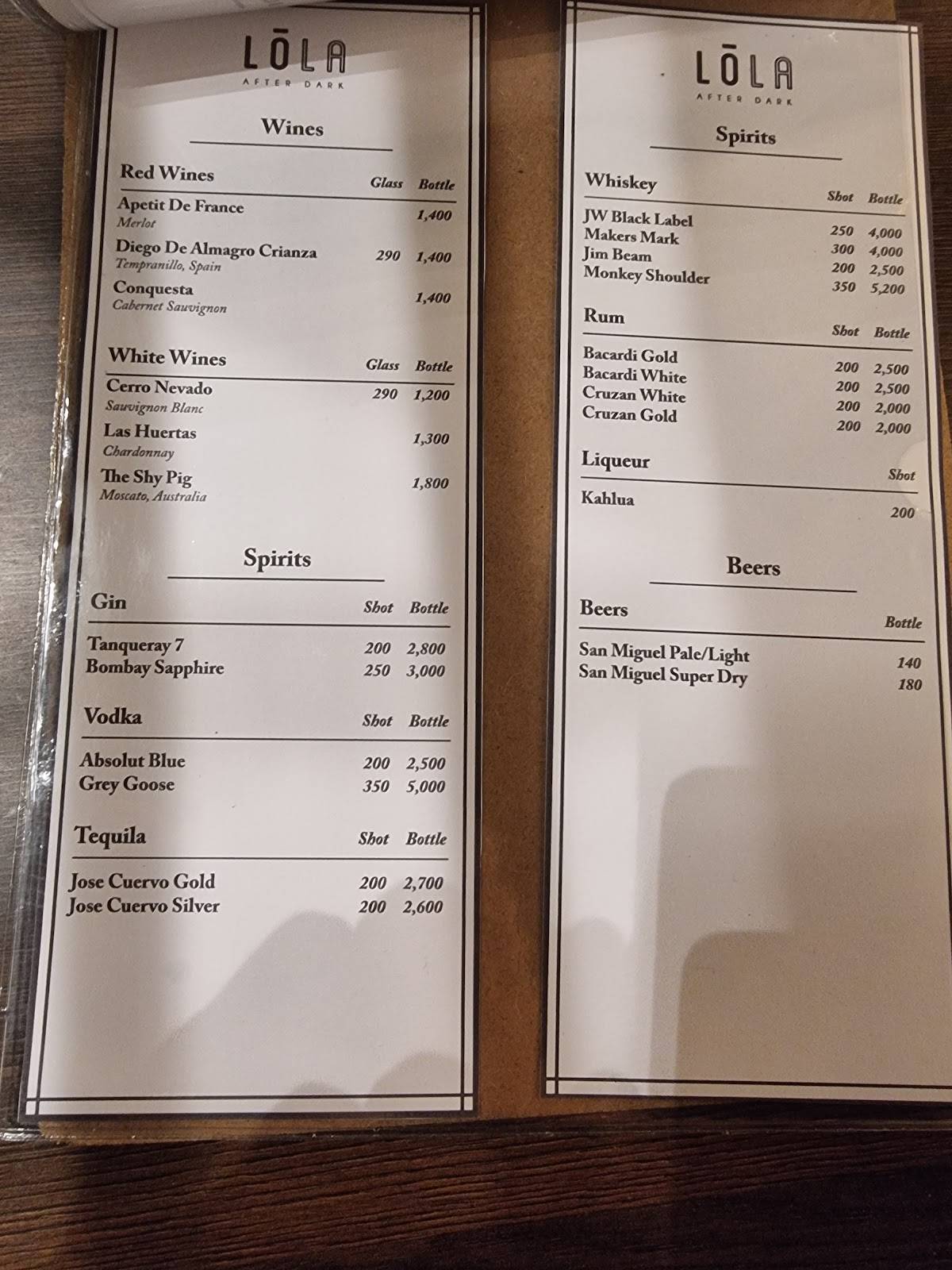 Menu at LOLA Cafe - Mabini, San Juan