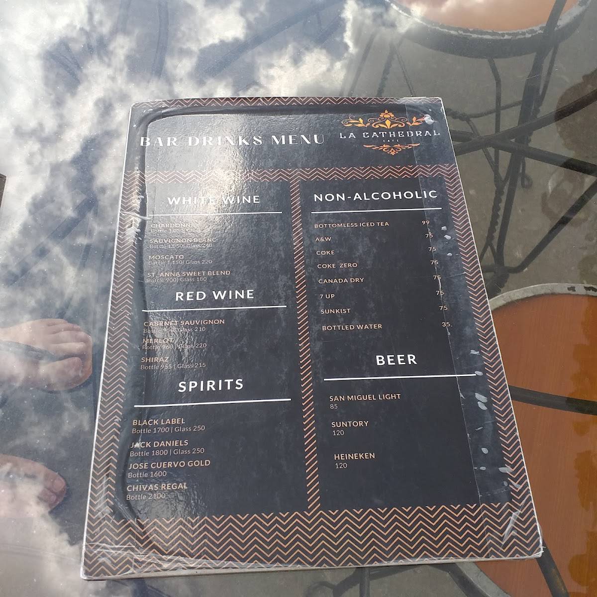Menu at La Cathedral Cafe, Manila