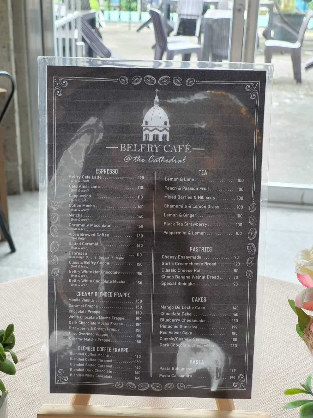 Menu at La Cathedral Cafe, Manila