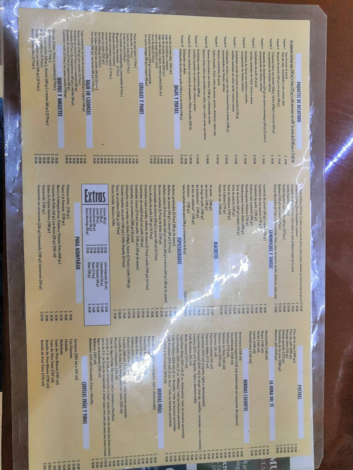 Carta de Café La Habana, Ciudad de México, Calle Isabel La Catolica 146 ...
