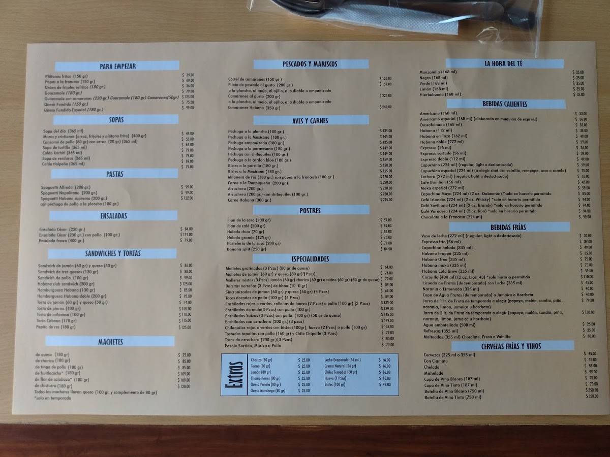 Carta de Café La Habana, Ciudad de México, Calle Isabel La Catolica 146 ...