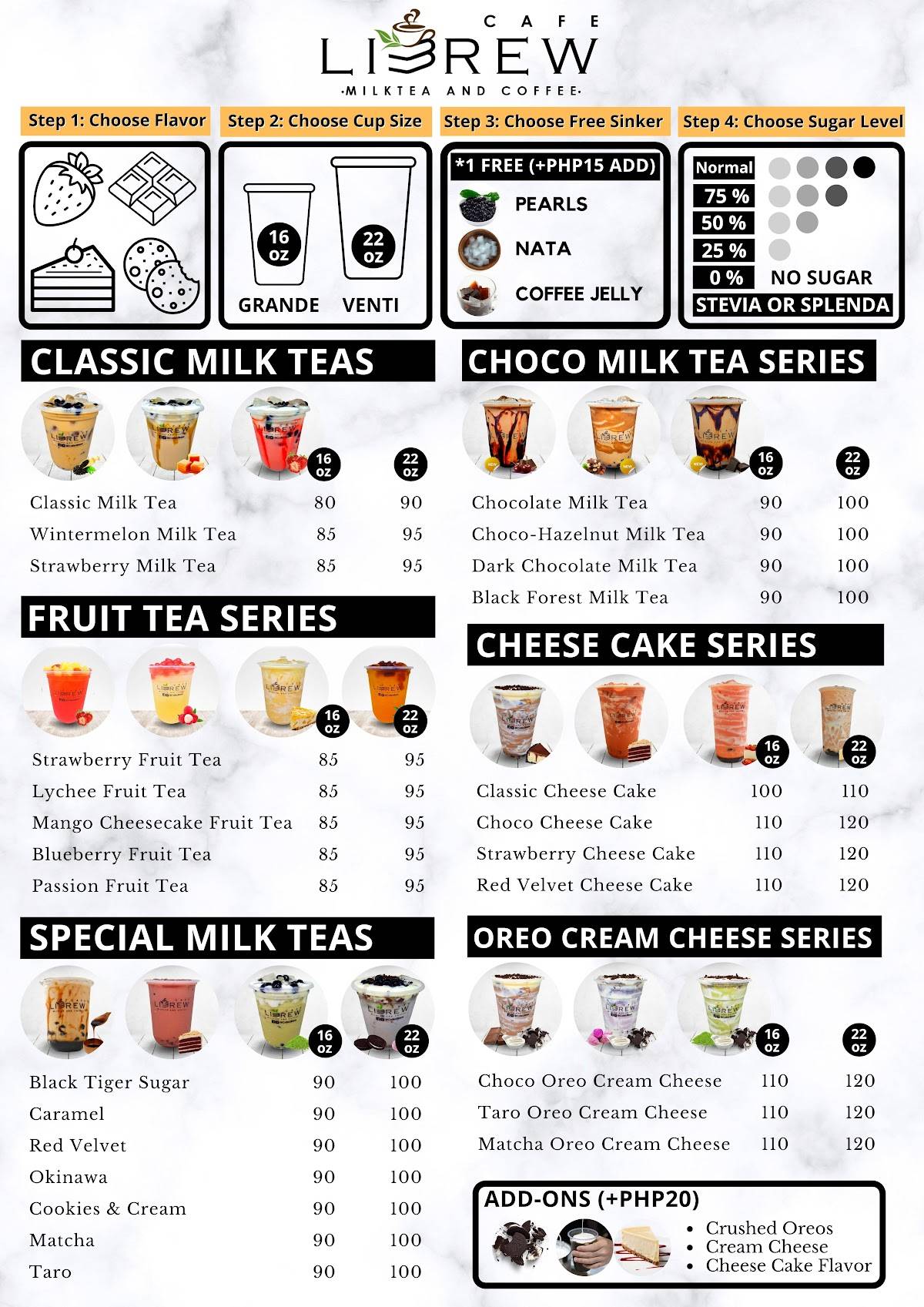 Carta de Cafe LiBrew - Mactan Town Center, Lapulapu
