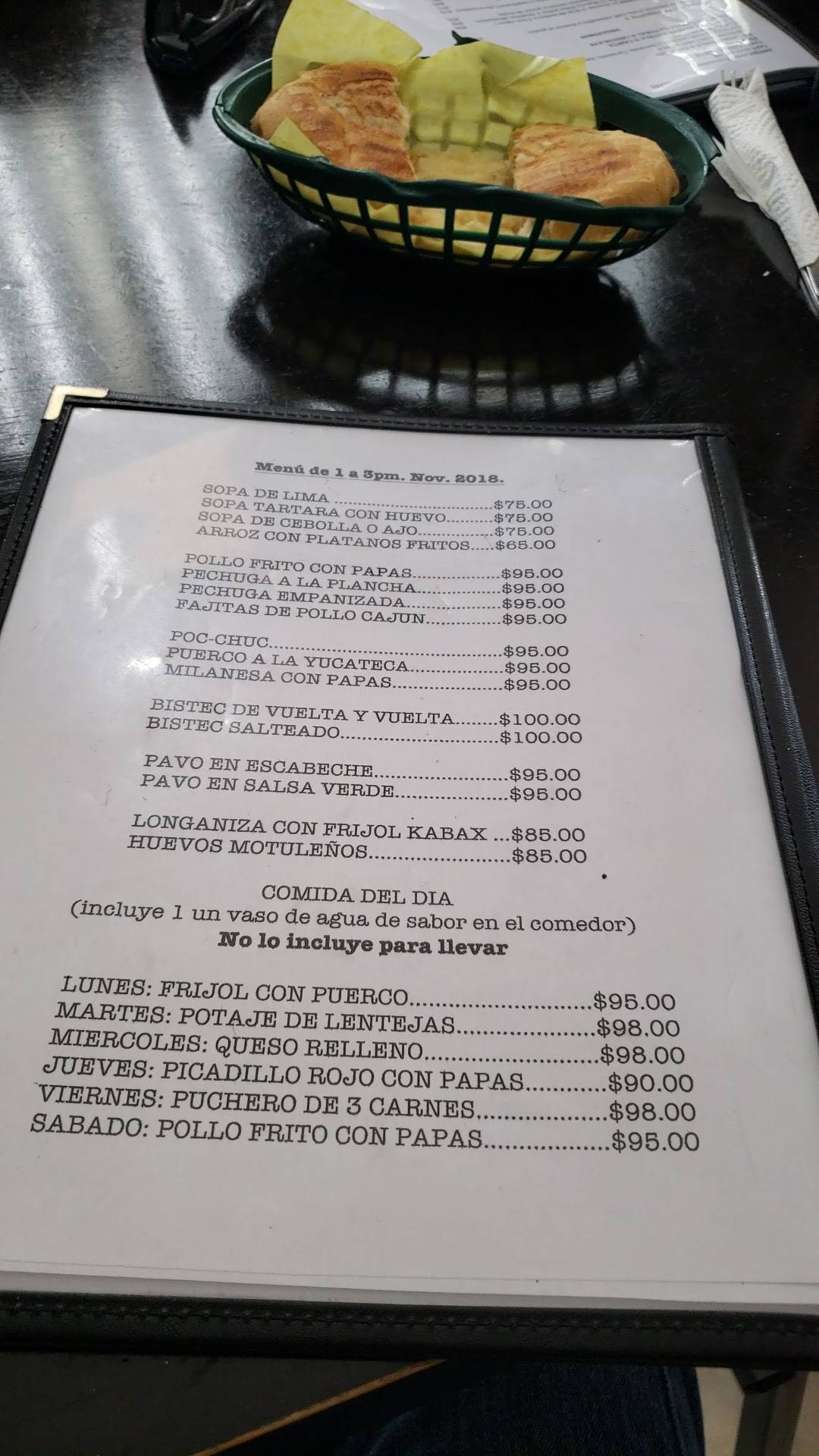 Carta de Cafe Louvre, Merida, Av Jose Diaz Bolio 75