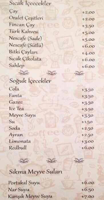 Menu at Cafe Mocha, Istanbul, Rıhtım Cad.