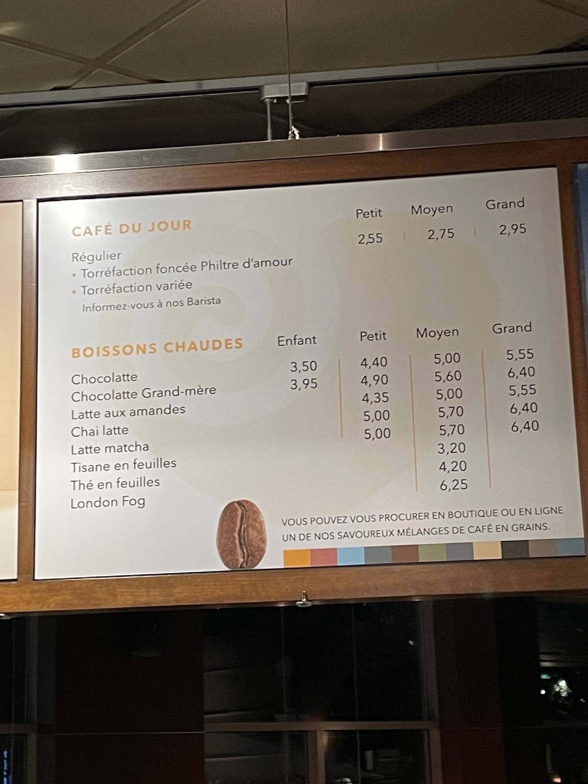 Menu au Café Morgane Brien, Repentigny