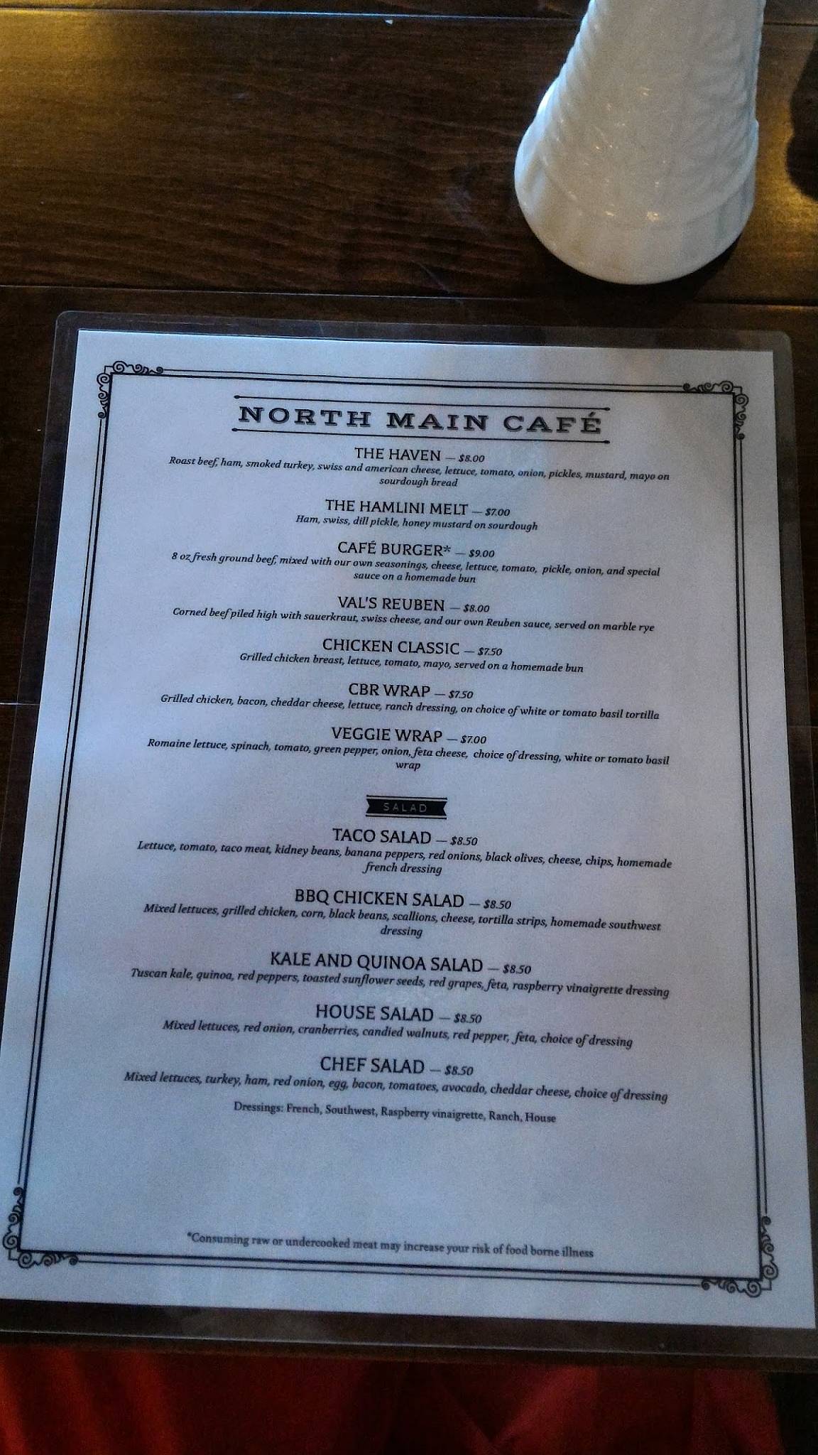 Menu at North Main Café cafe, Mount Vernon