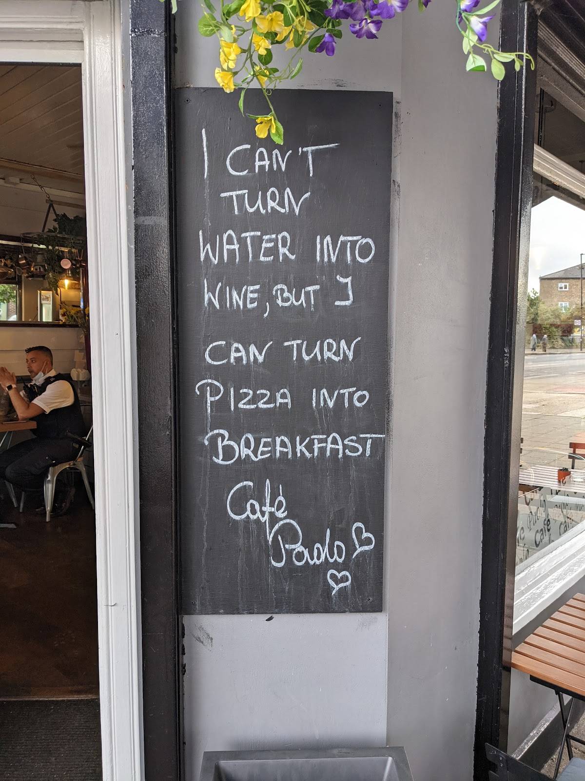 Menu at Café Paolo cafe, London, 1 The Vale