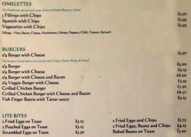 Menu at Café Paolo cafe, London, 1 The Vale