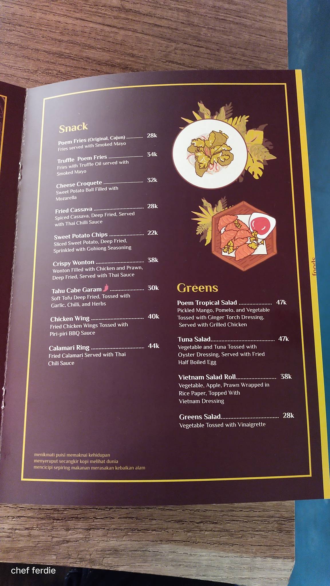 Carta de Poem Cafe and Resto Sumarecon Bandung, Bandung