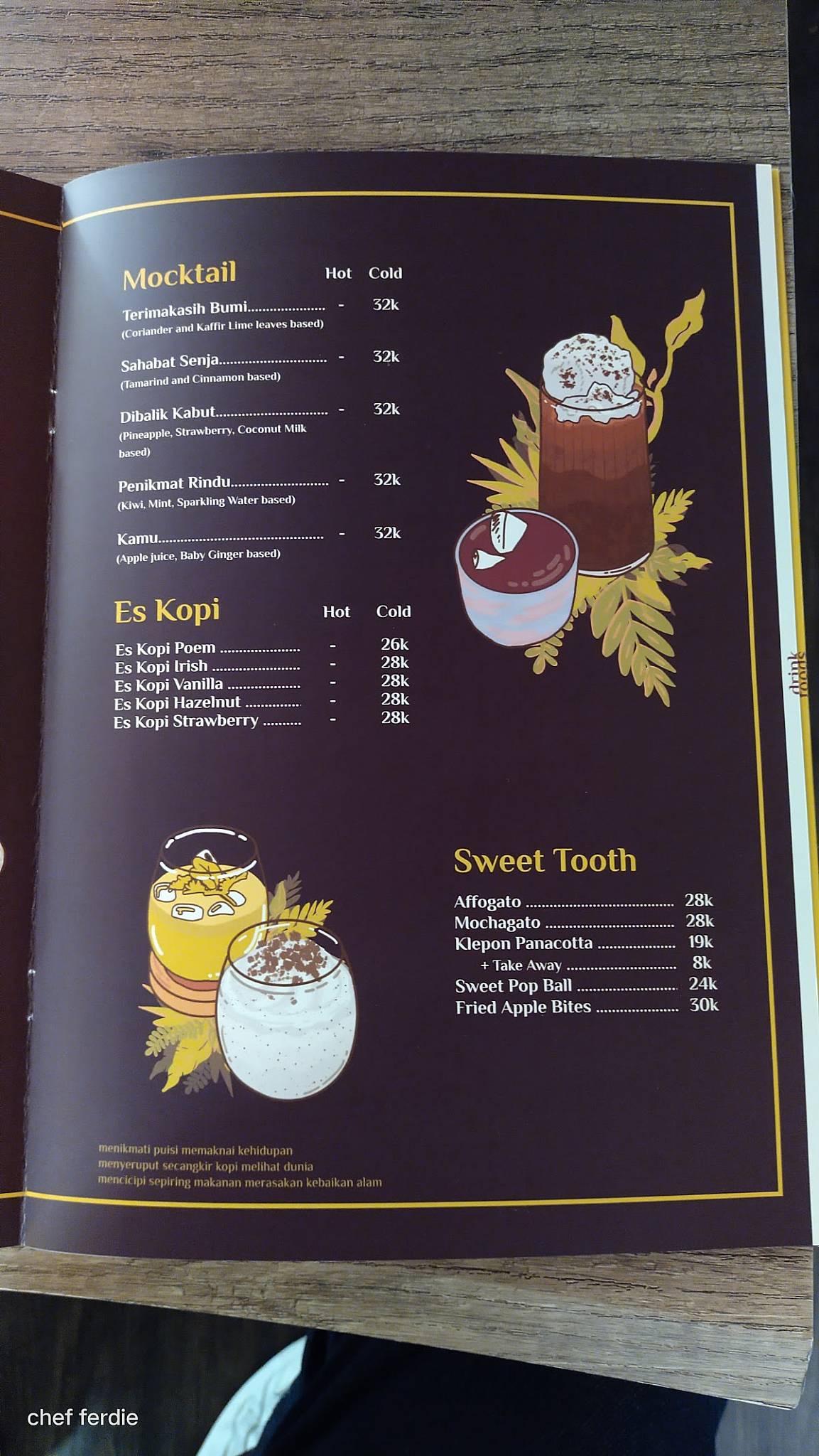 Carta de Poem Cafe and Resto Sumarecon Bandung, Bandung
