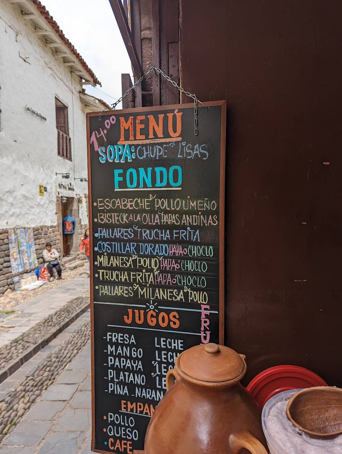Carta de Cafe Restaurant Julieta, Cusco