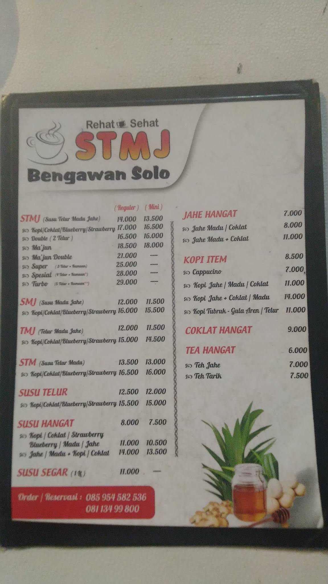 Carta del café STMJ Bengawan Solo, Malang, Jl. Tumenggung Suryo No.35