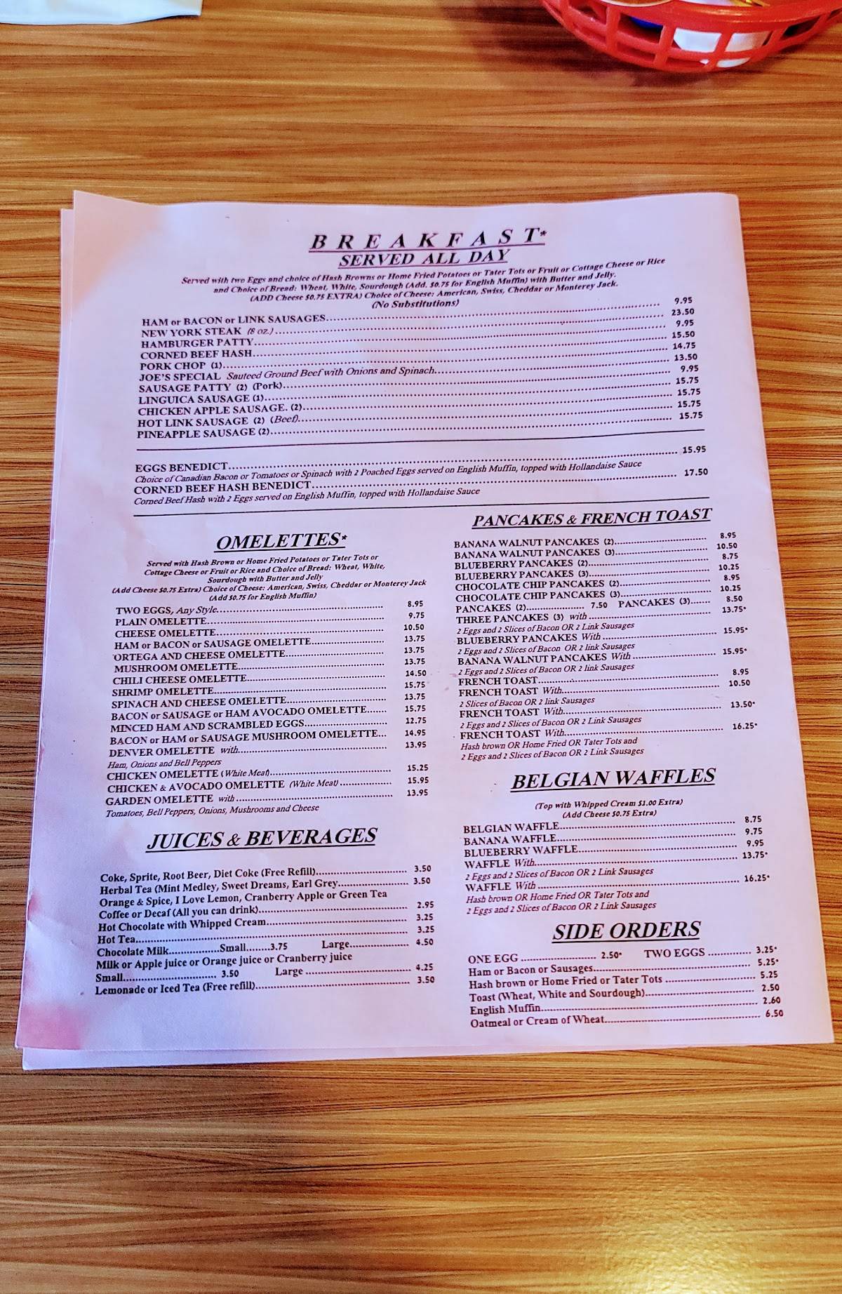Menu at Southshore Cafe, Alameda