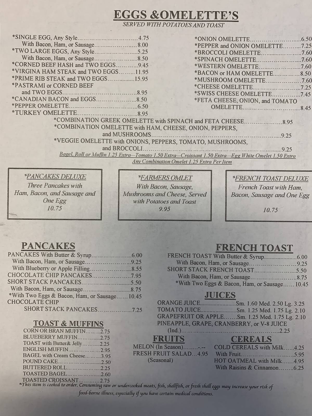 Menu at Station Coffee Shop cafe, Port Jefferson Station
