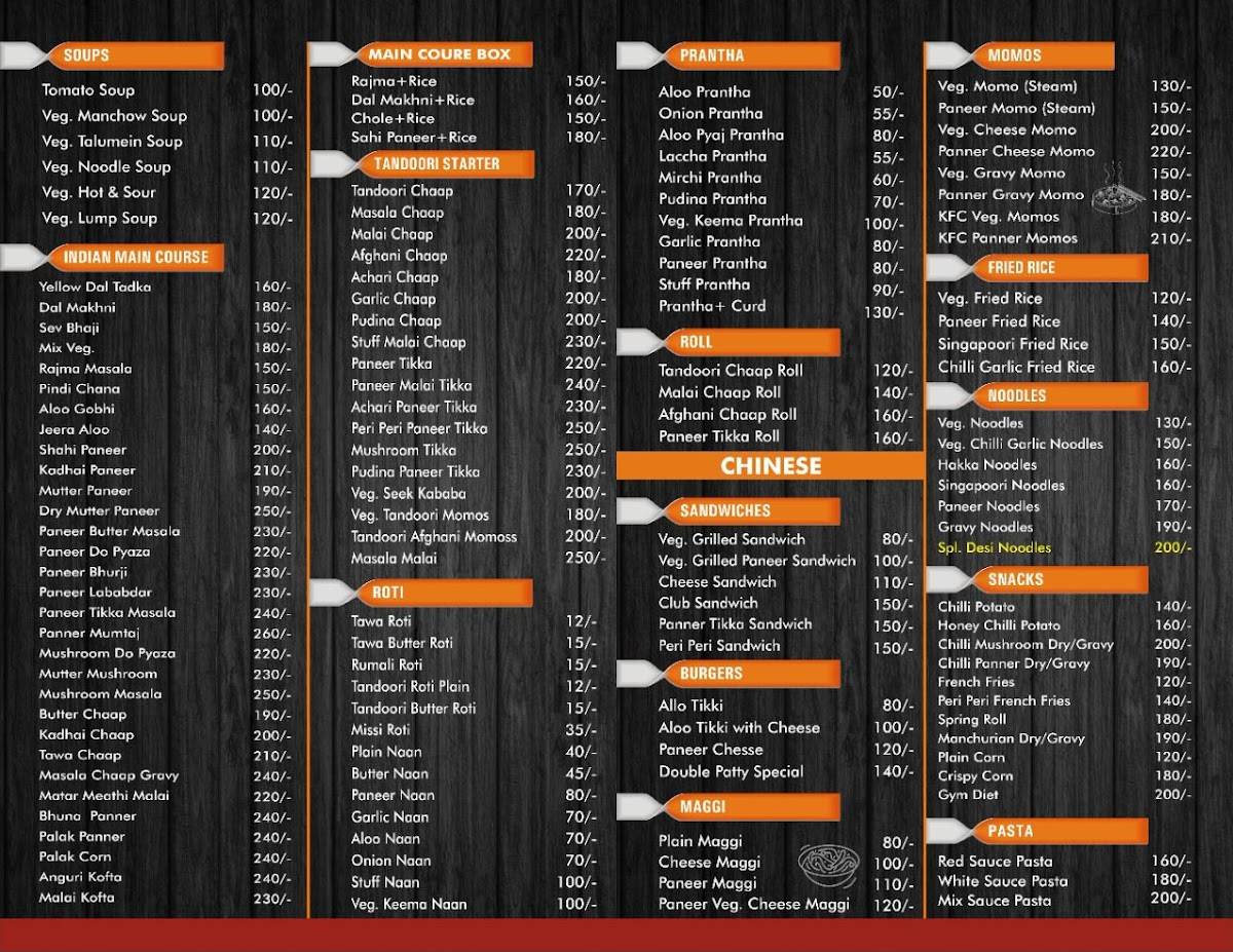 Menu at Cafe Take A Break, Gurugram