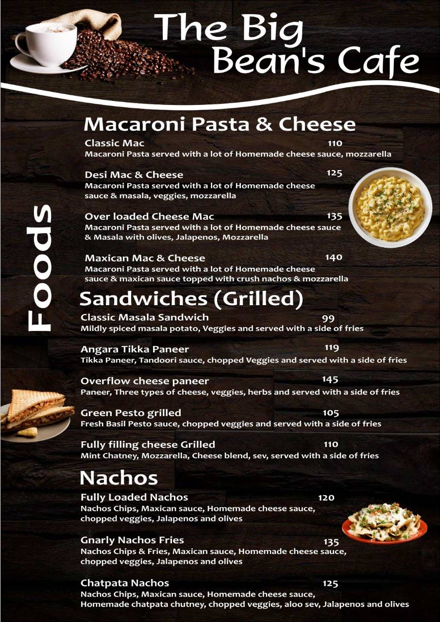 Menu at The Big Bean's Cafe, Ulhasnagar