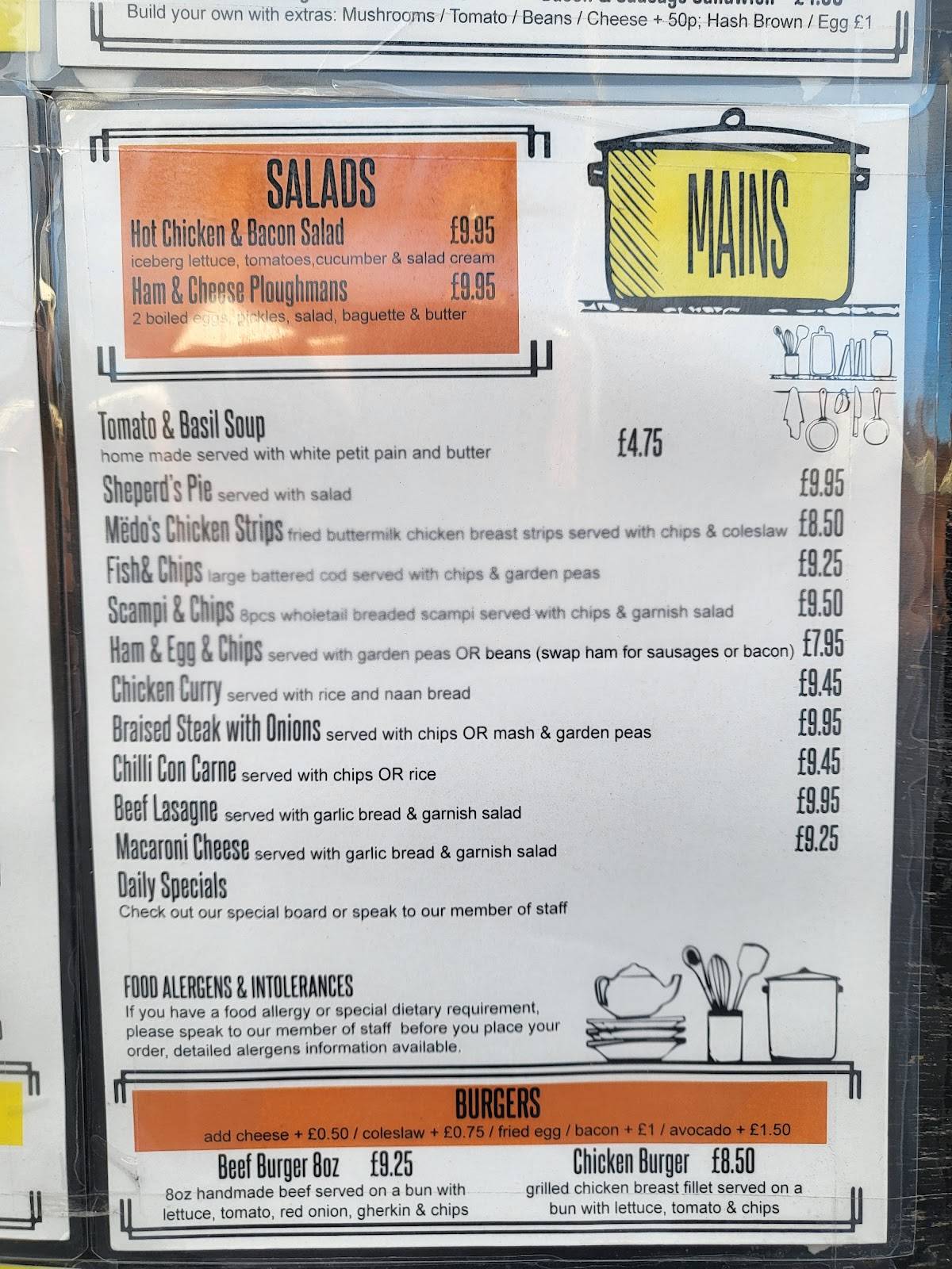 Menu at The Kitchen cafe, Tamworth