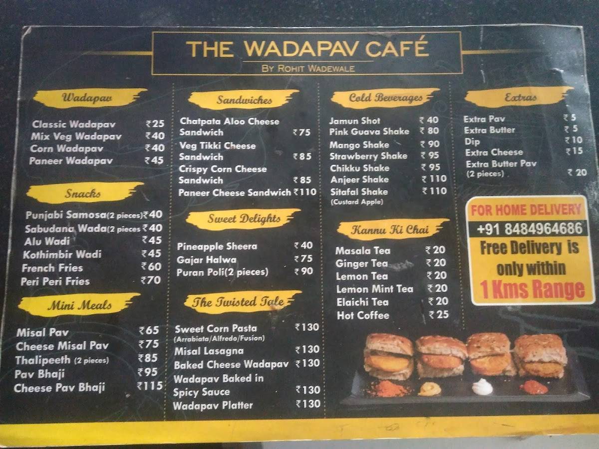 Menu at The Wadapav Cafe, Pune, Shop no 5 sr No 1