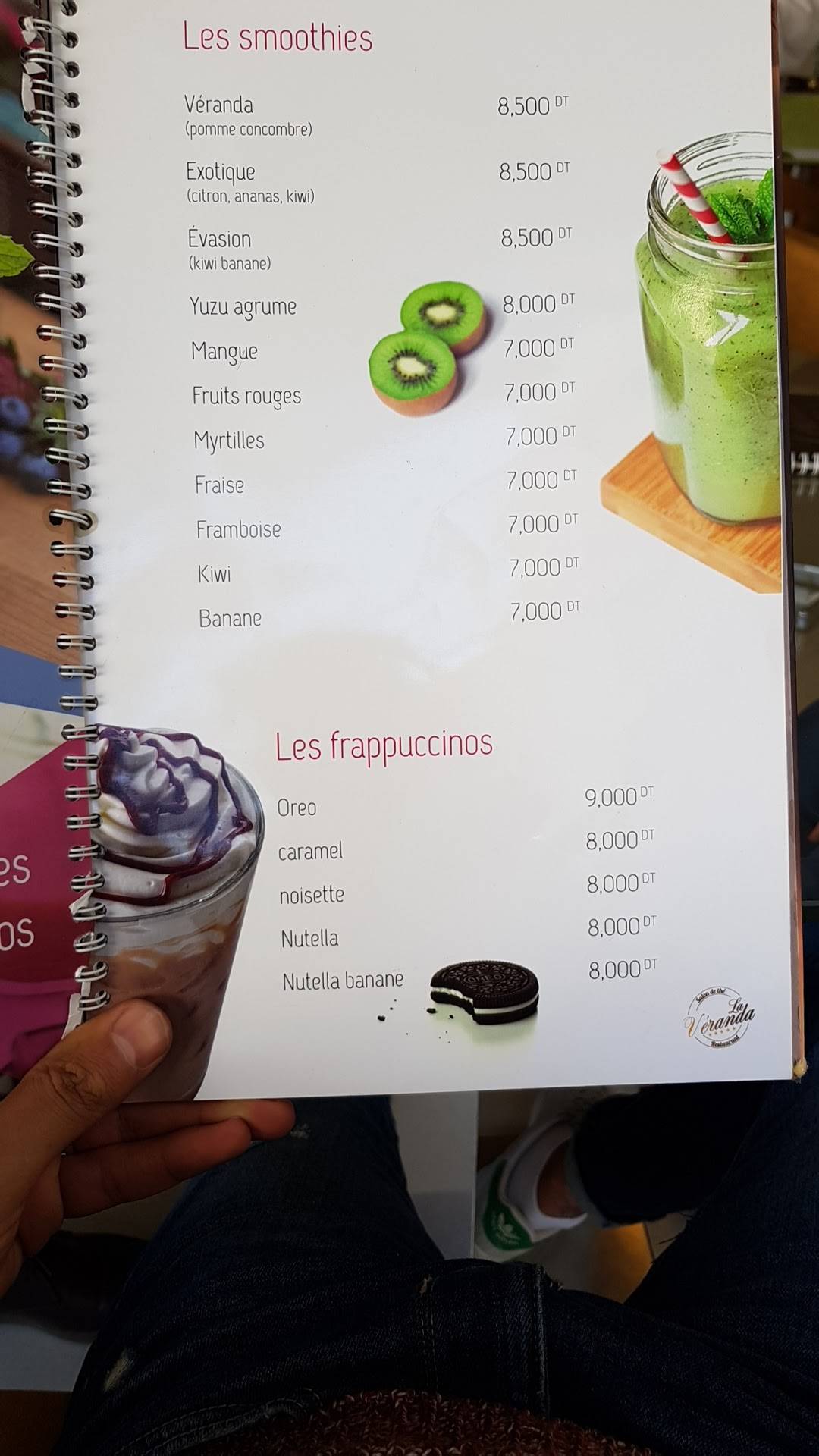 Menu at Café Véranda cafe, Sousse