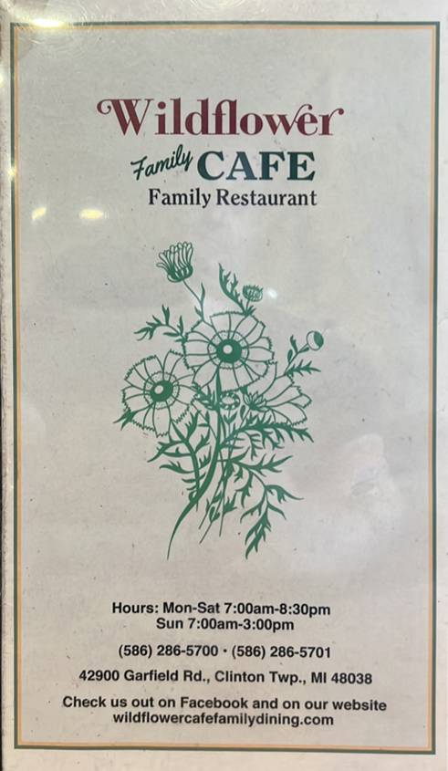 Menu at Wildflower Cafe, Charter Township of Clinton