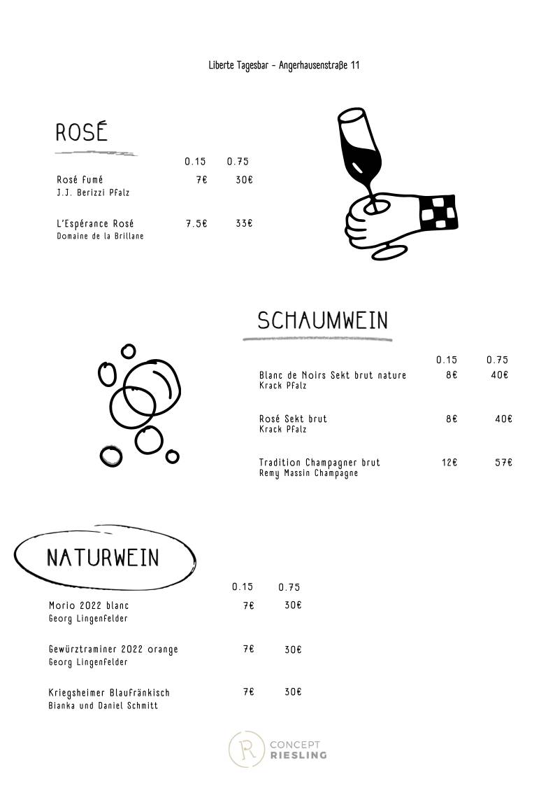 Menu au Café & Bar Liberté, Krefeld